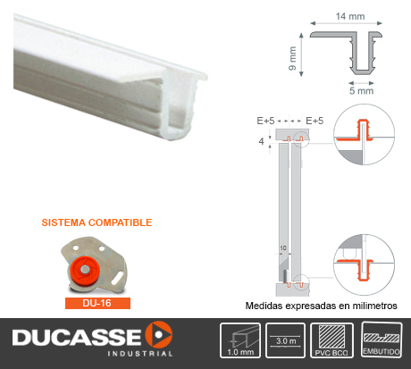 "RIEL PVC PARA D-25 COLOR BLANCO ": Herrajes Bralle