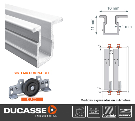 "RIEL ALUMINIO D-30": Herrajes Bralle