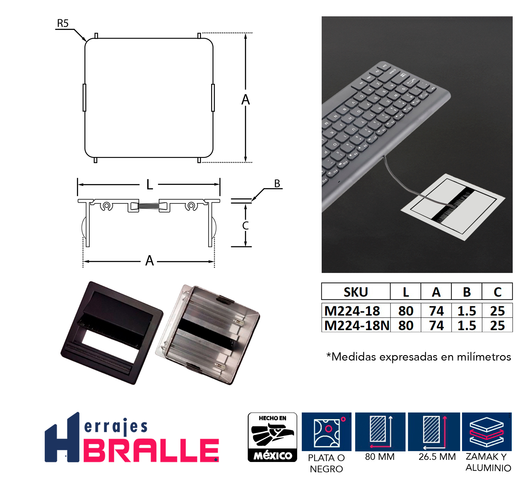 "PASACABLES ": Herrajes Bralle